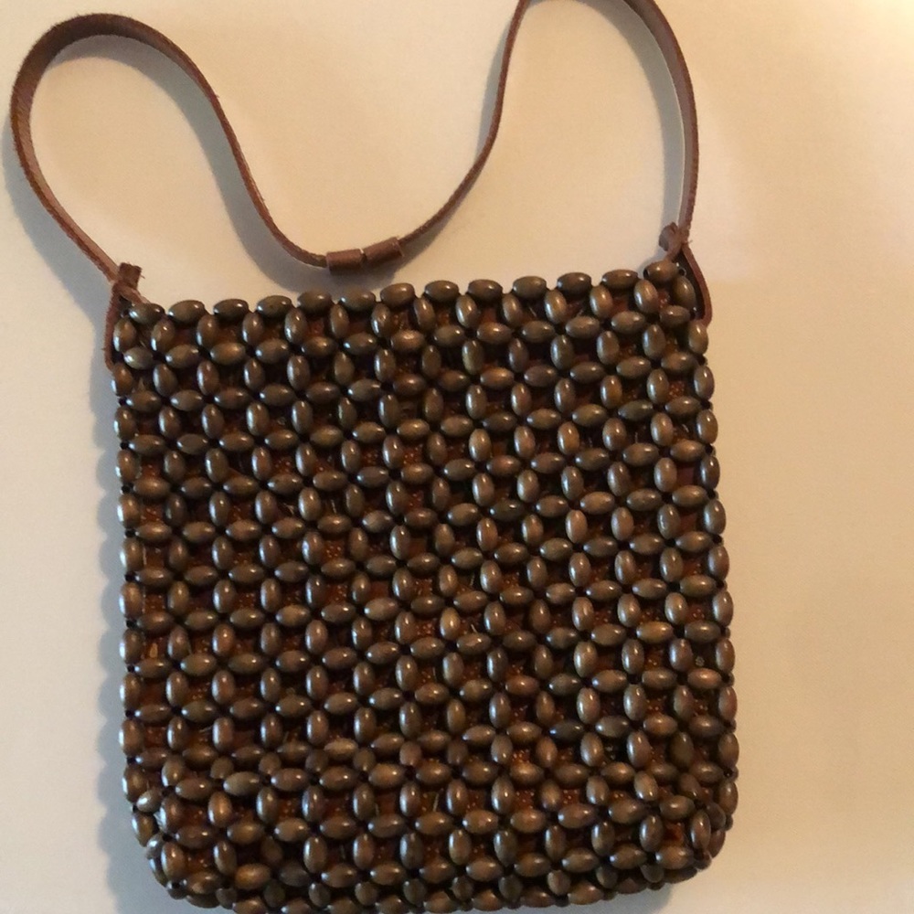 Vintage The Sak Wooden Bead Boho Purse - Gem